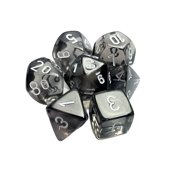 Translucent Poly Dice Set Smoke/White | JustPlayGames