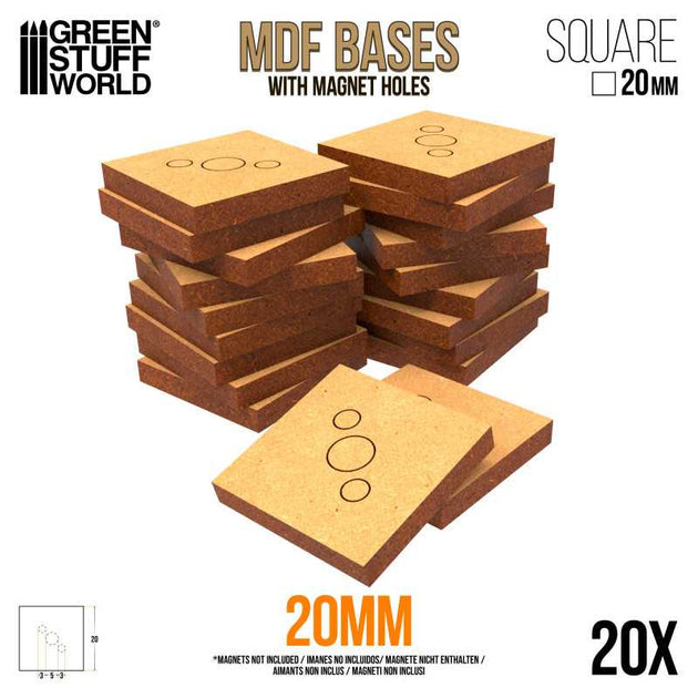Mdf Bases - Square 20 Mm | JustPlayGames